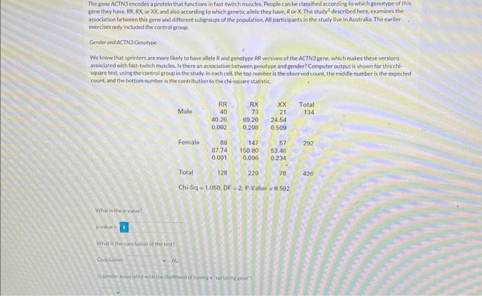 Solved The gone ACTN3 encodes a protein that functions in | Chegg.com