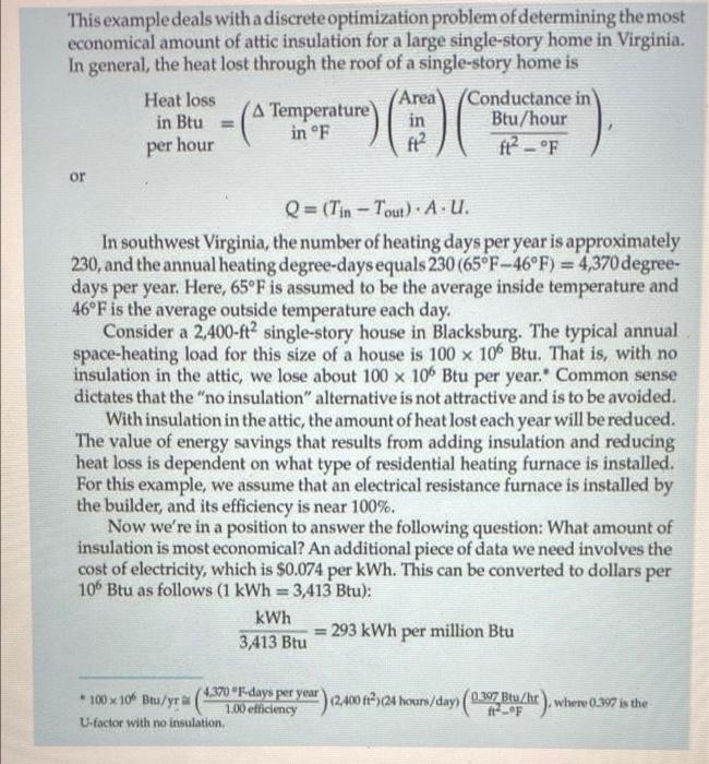 Solved This exampledeals with a discrete optimization | Chegg.com