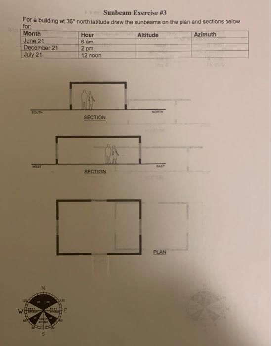 Sunbeam Exercise #3 For a building at 36 north | Chegg.com