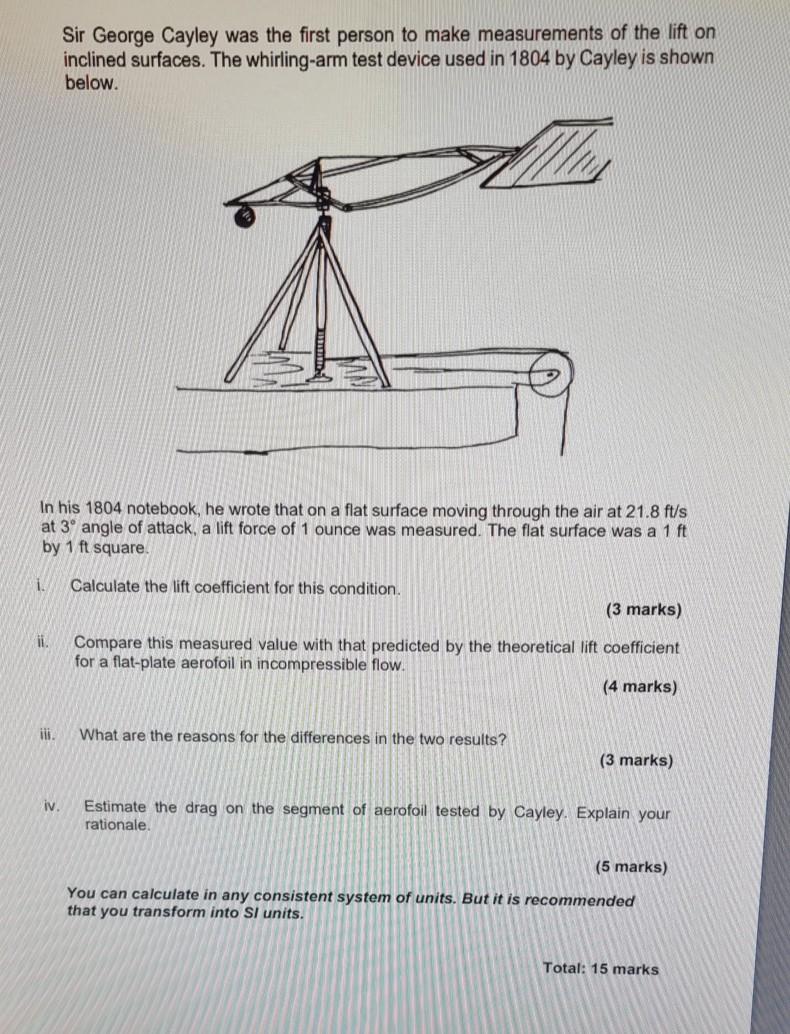 Solved Sir George Cayley was the first person to make | Chegg.com