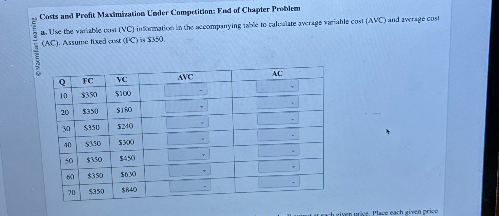 Solved Costs and Profit Maximization Under Competition: End | Chegg.com