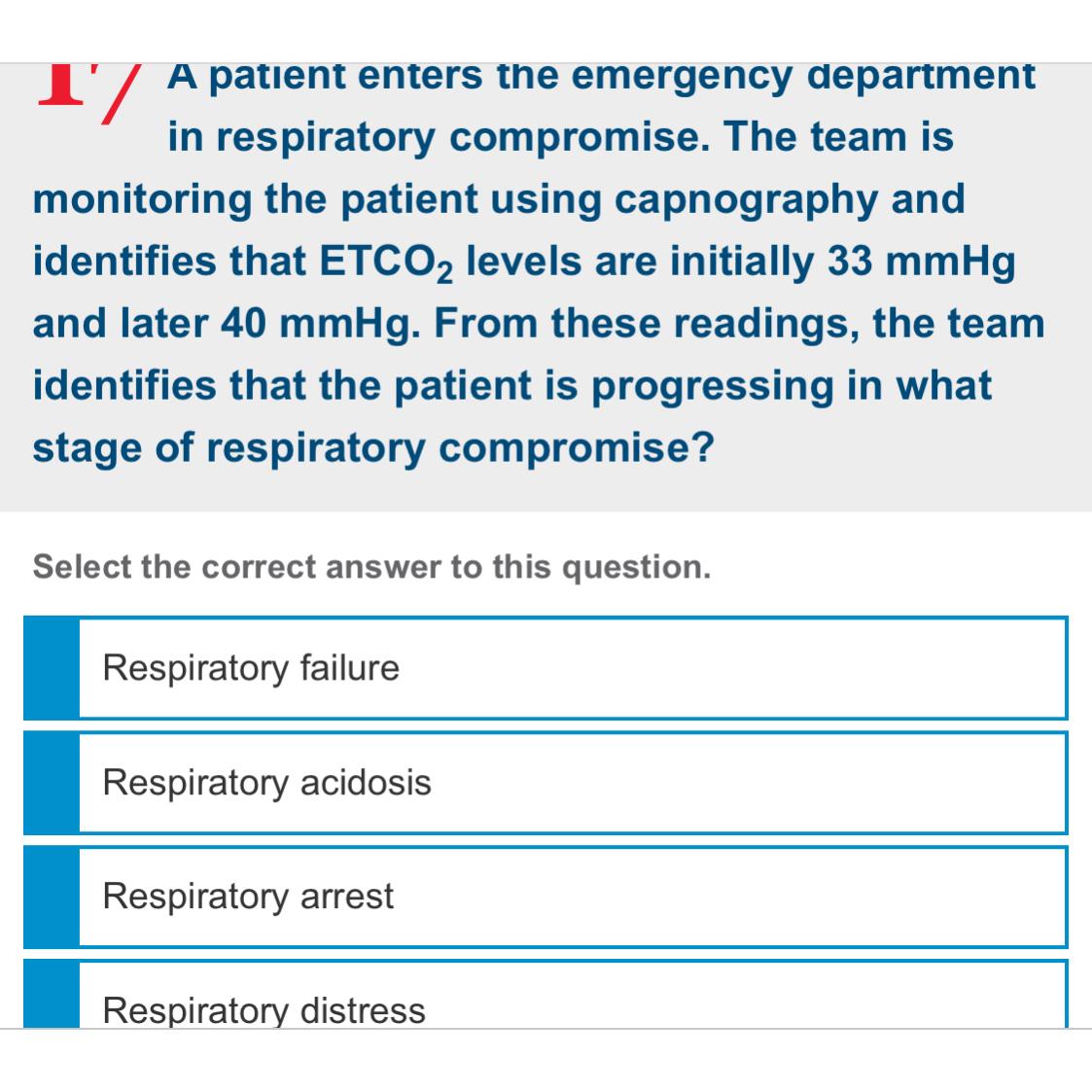 Solved I' ﻿A patient enters the emergency department in | Chegg.com