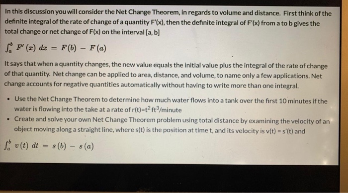Solved In this discussion you will consider the Net Change | Chegg.com