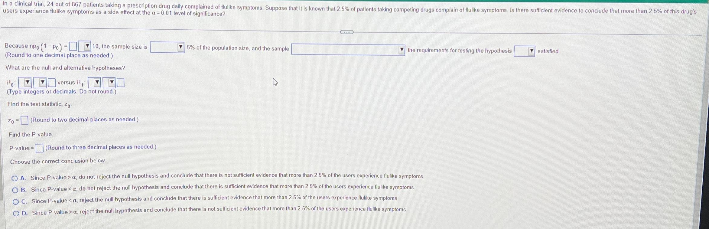 Solved users experience flulike symptoms as a side effect at | Chegg.com