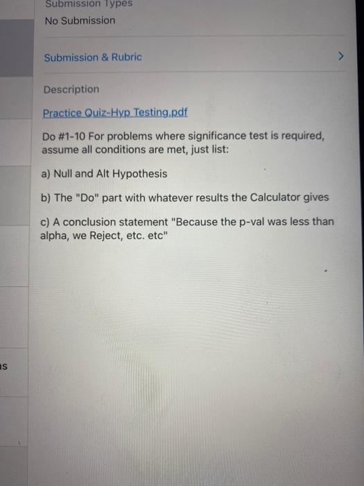 Solved Submission Types No Submission Submission & Rubric | Chegg.com