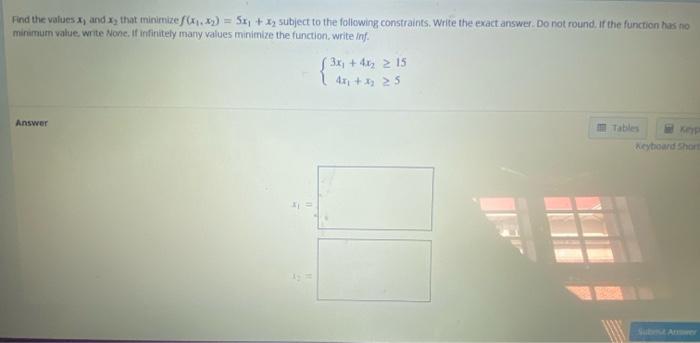 Solved Find the values x1 and x2 that minimize | Chegg.com