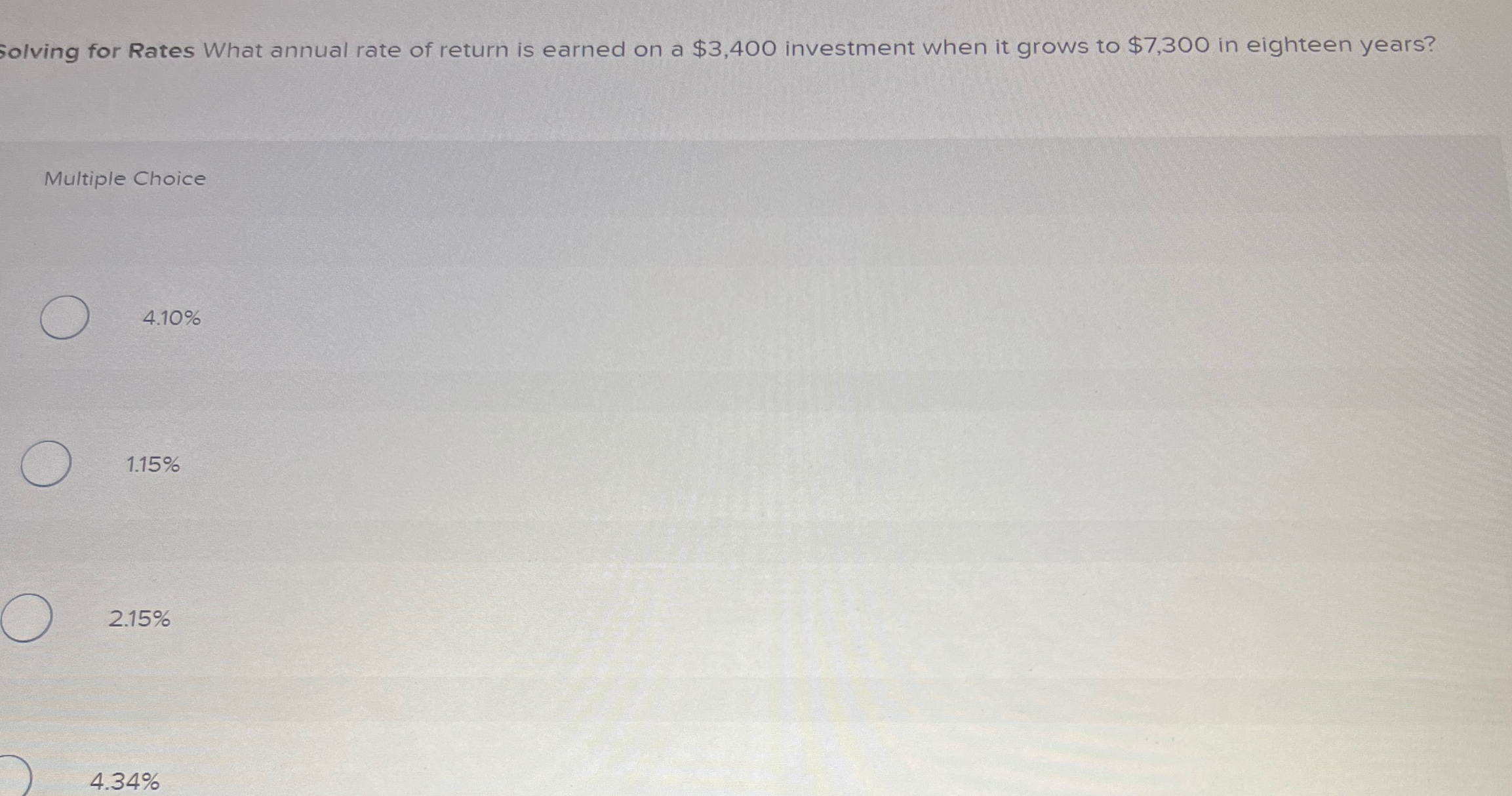 Solved Solving for Rates What annual rate of return is | Chegg.com