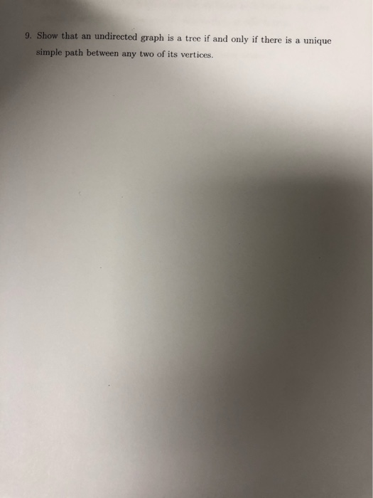 Solved 9. Show that an undirected graph is a tree if and | Chegg.com