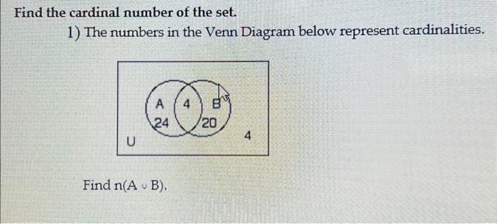 Solved Find the cardinal number of the set. 1) The numbers | Chegg.com