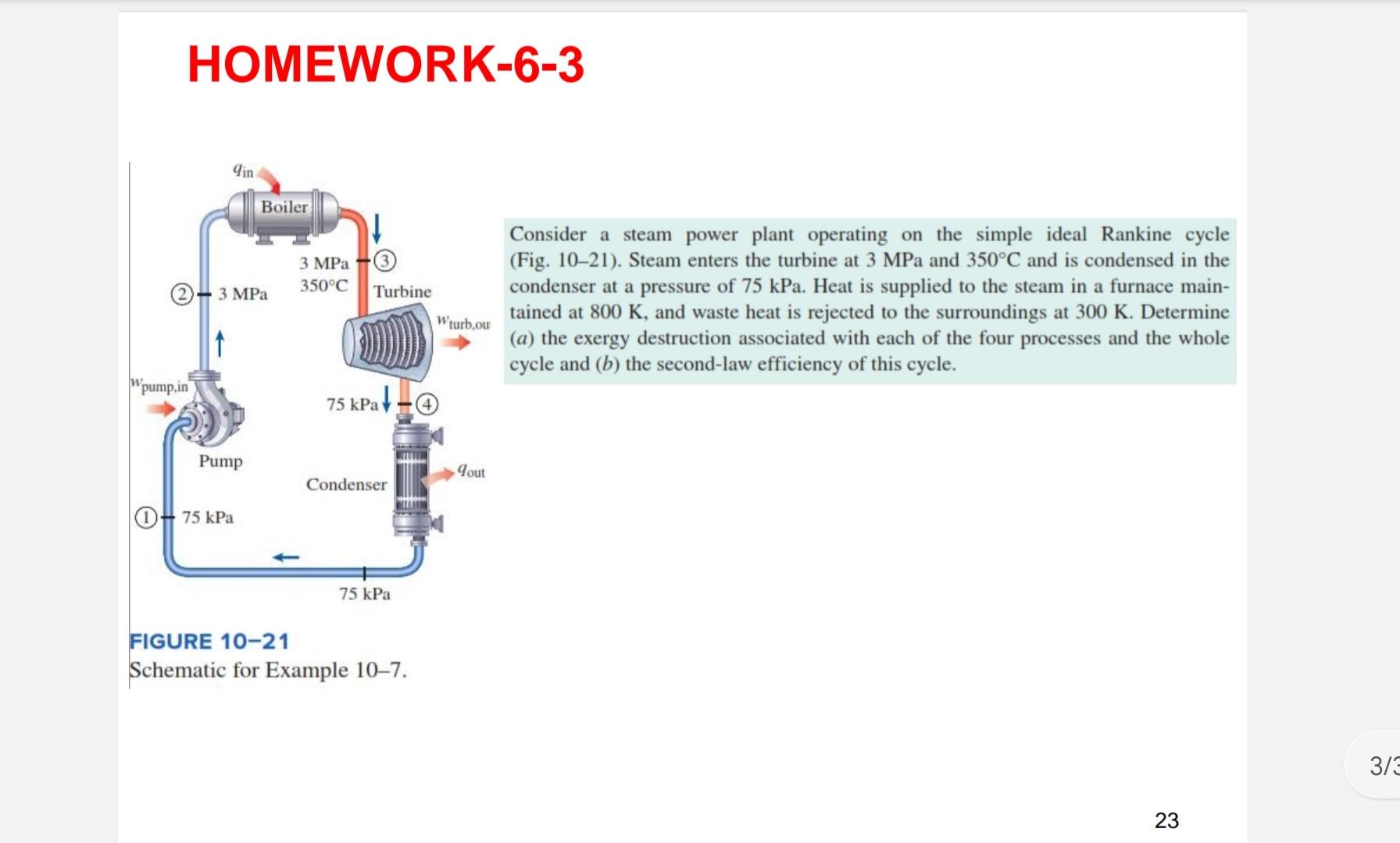 Solved HOMEWORK-6-3 Consider a steam power plant operating | Chegg.com
