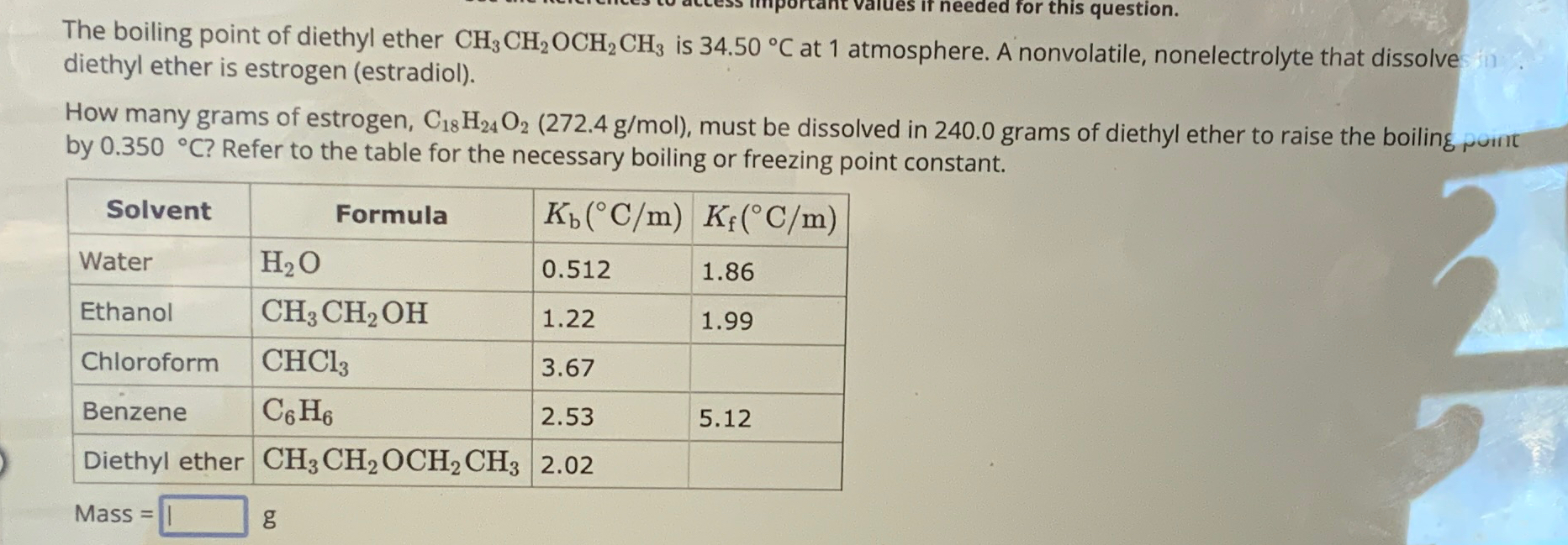 Solved The boiling point of diethyl ether CH3CH2OCH2CH3 ﻿is | Chegg.com