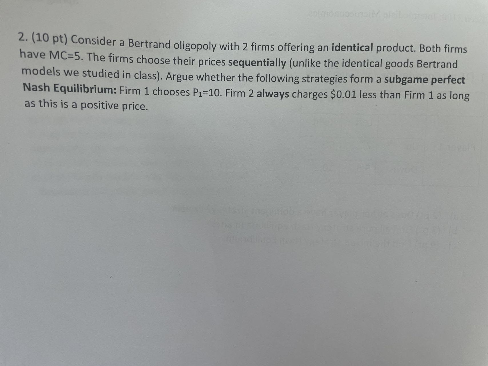 Solved Consider a Bertrand oligopoly with 2 ﻿firms offering | Chegg.com