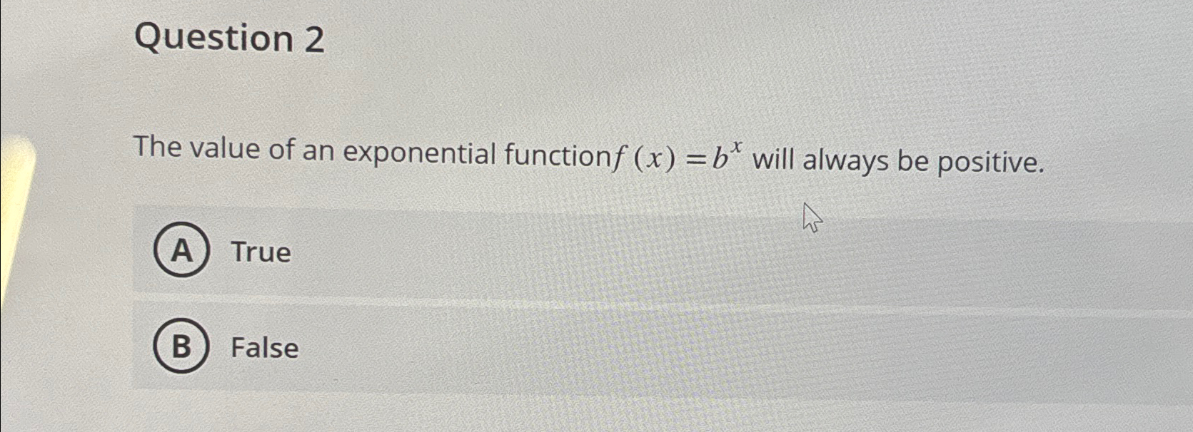 Solved Question 2The value of an exponential function | Chegg.com