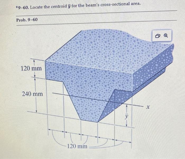 Solved *9-60. Locate the centroid yˉ for the beam's | Chegg.com