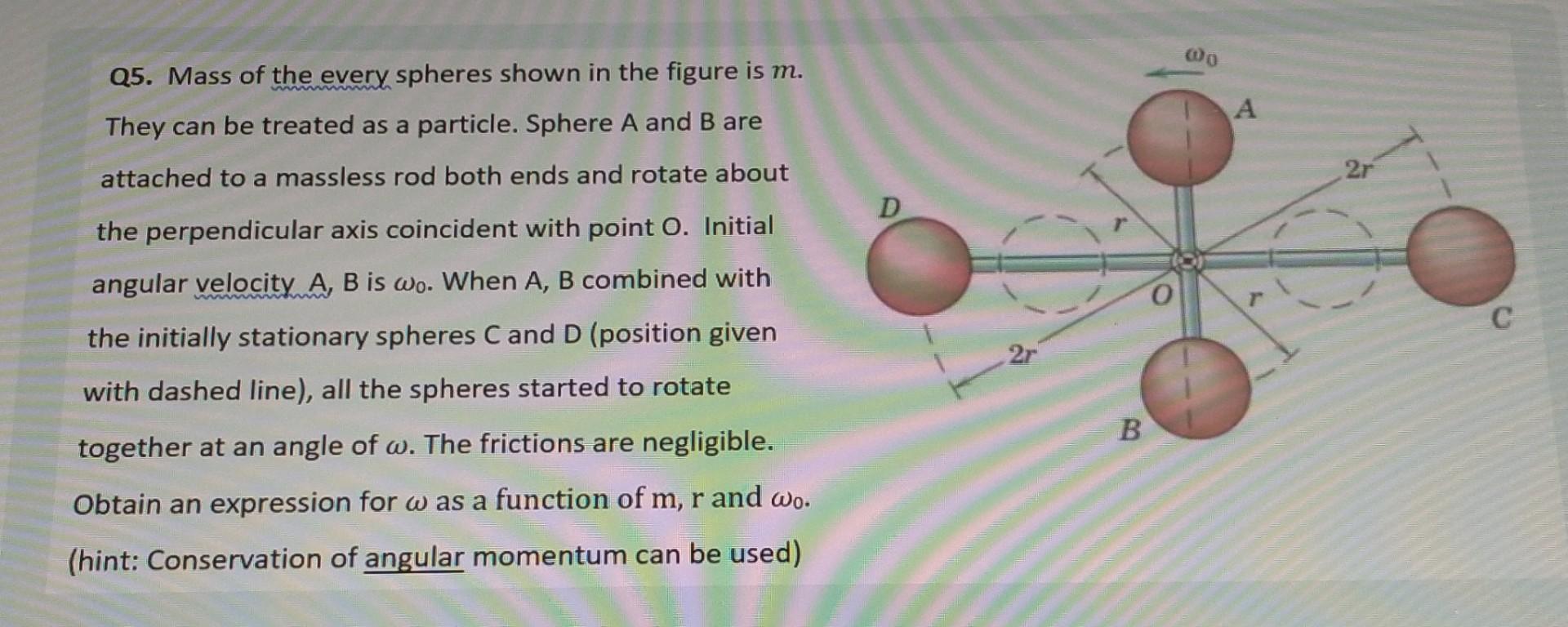 Solved Q5. Mass of the every spheres shown in the figure is | Chegg.com