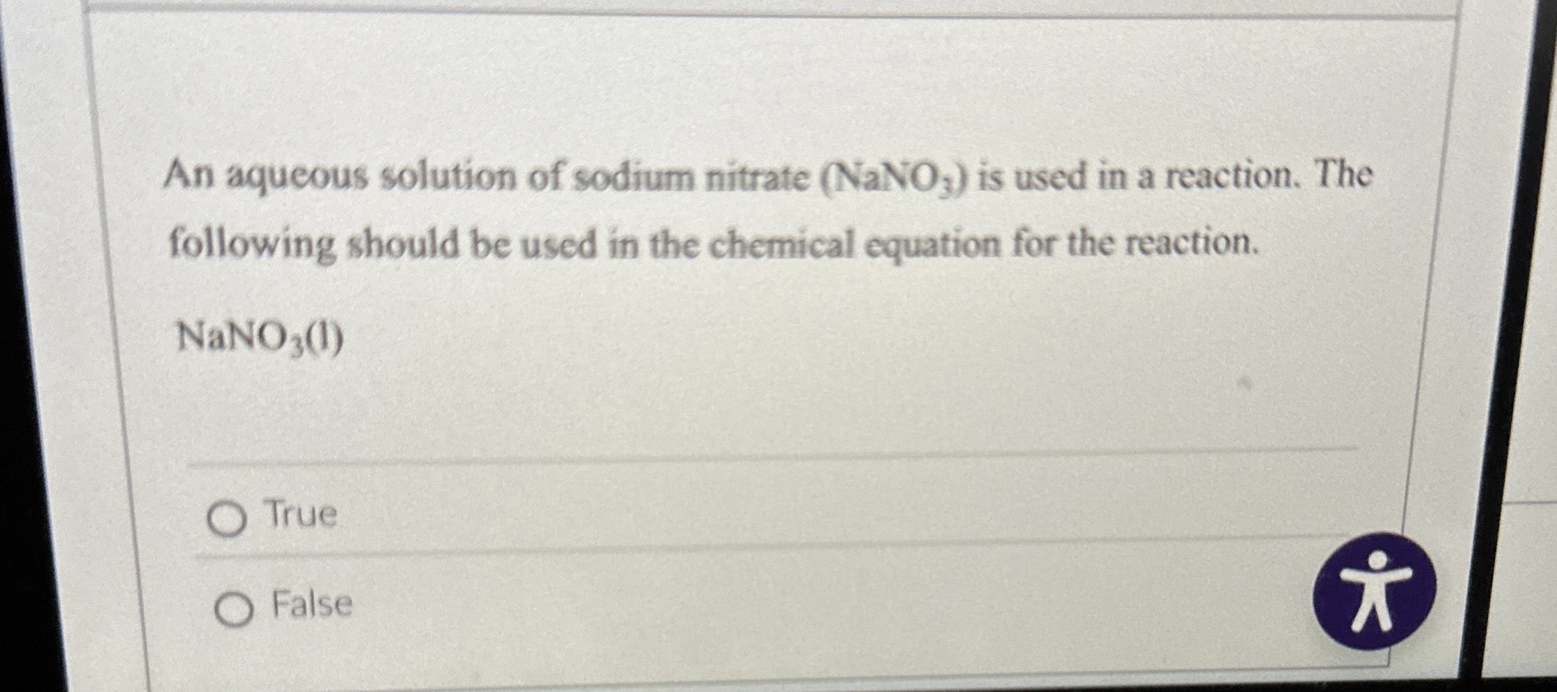 Solved An aqueous solution of sodium nitrate (NaNO3) ﻿is | Chegg.com