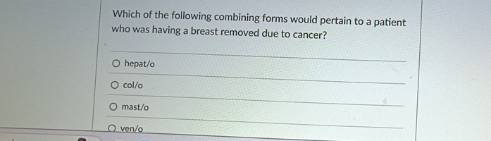 Solved Which of the following combining forms would pertain | Chegg.com