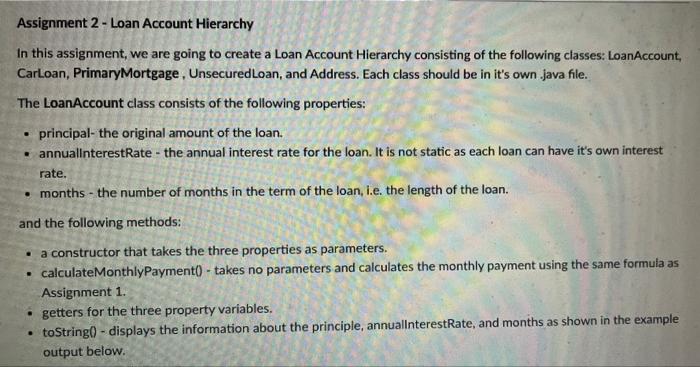 Solved Assignment 2 - Loan Account Hierarchy In this | Chegg.com