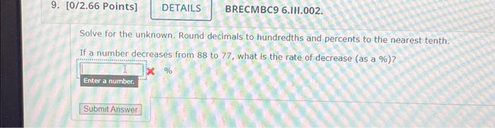 Solved Solve for the unknown. Round decimals to hundredths | Chegg.com