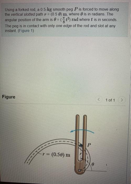 Solved Using a forked rod, a 0 5-kg smooth peg P is forced | Chegg.com
