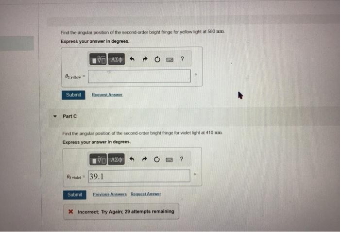 Solved A double-slit system's slit spacing is 1.4μm.Find the | Chegg.com