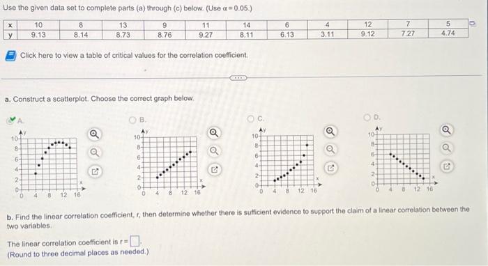 Solved Use the given data set to complete parts (a) through | Chegg.com