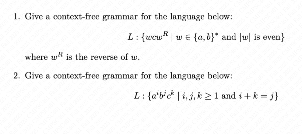 Solved Give a context-free grammar for the language | Chegg.com