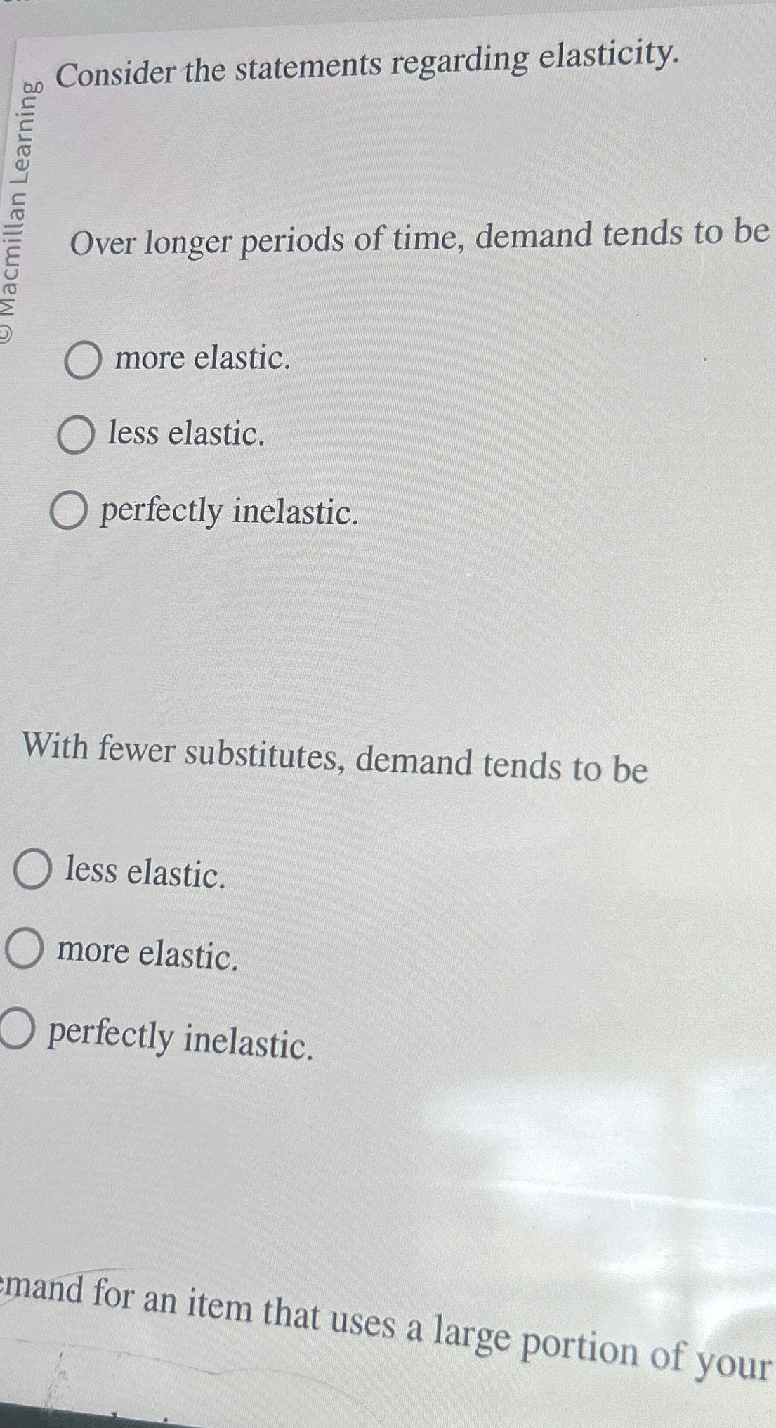 Solved ¿0 ﻿Consider the statements regarding elasticity.Over | Chegg.com