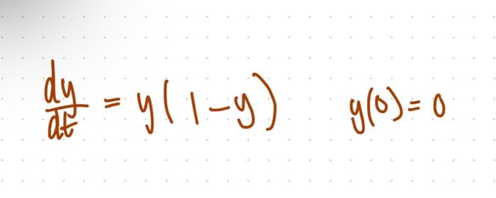 Solved dtdy=y(1−y)y(0)=0 | Chegg.com