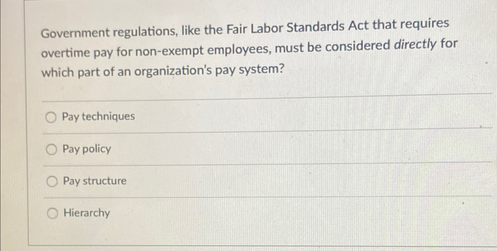 Solved Government regulations, like the Fair Labor Standards | Chegg.com