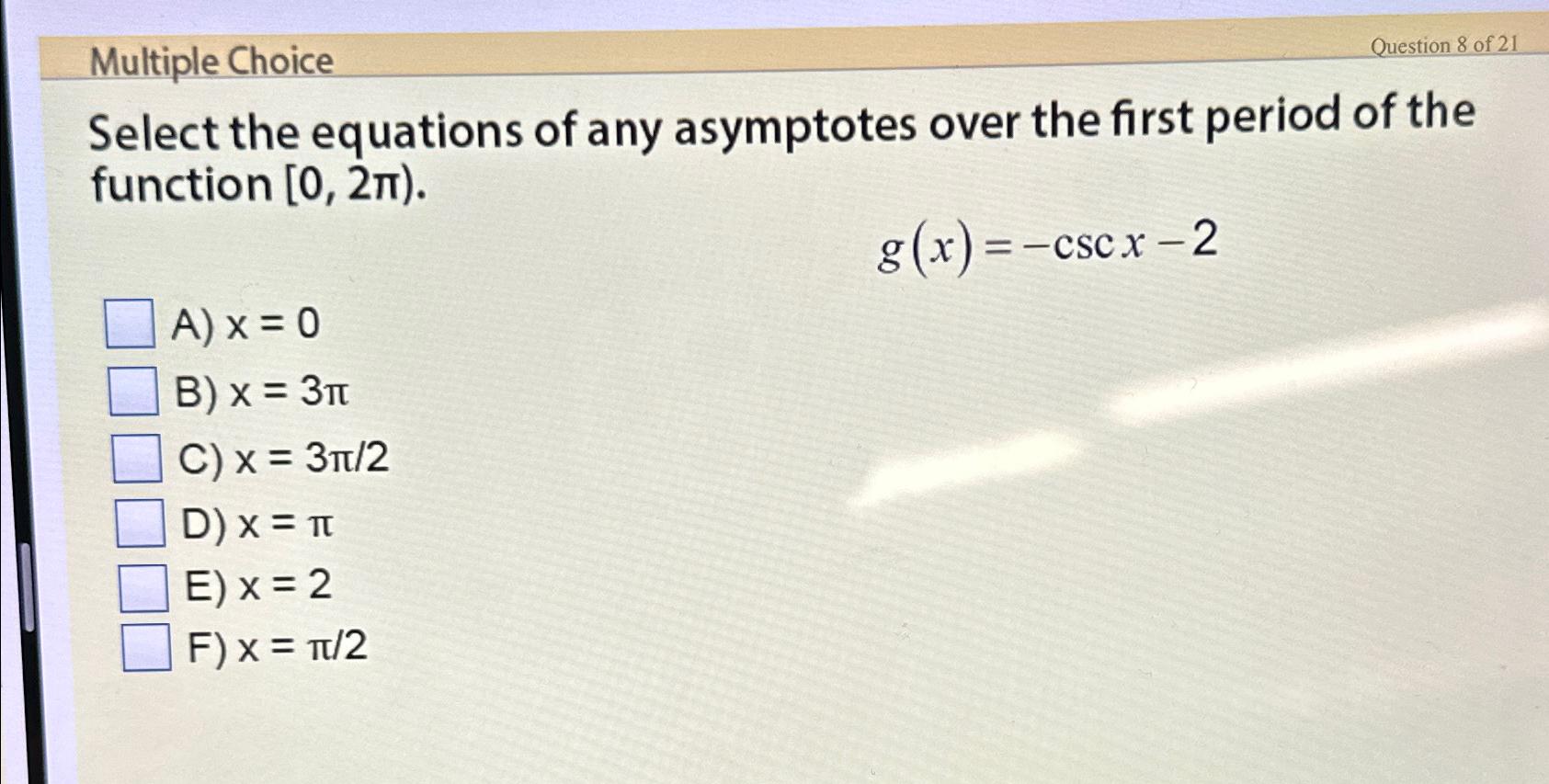 Solved Multiple ChoiceQuestion 8 ﻿of 21Select the equations | Chegg.com