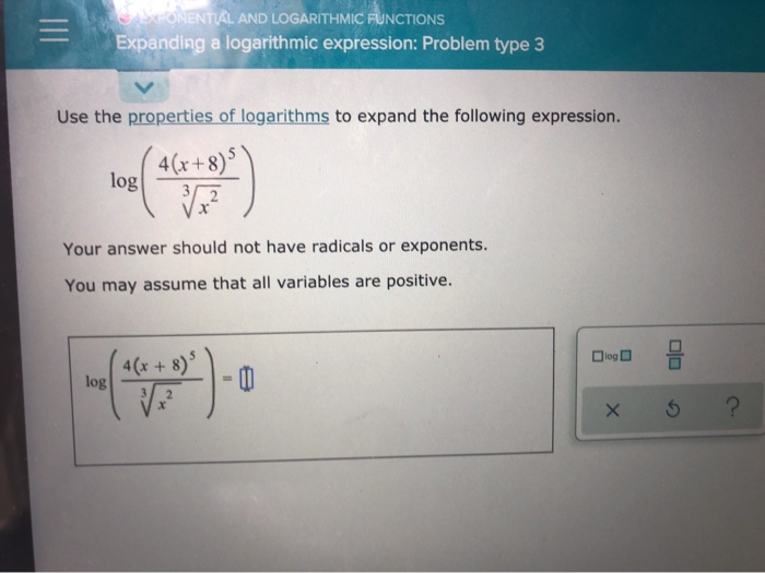 Solved XPONENTIAL AND LOGARITHMIC FUNCTIONS Expanding a | Chegg.com