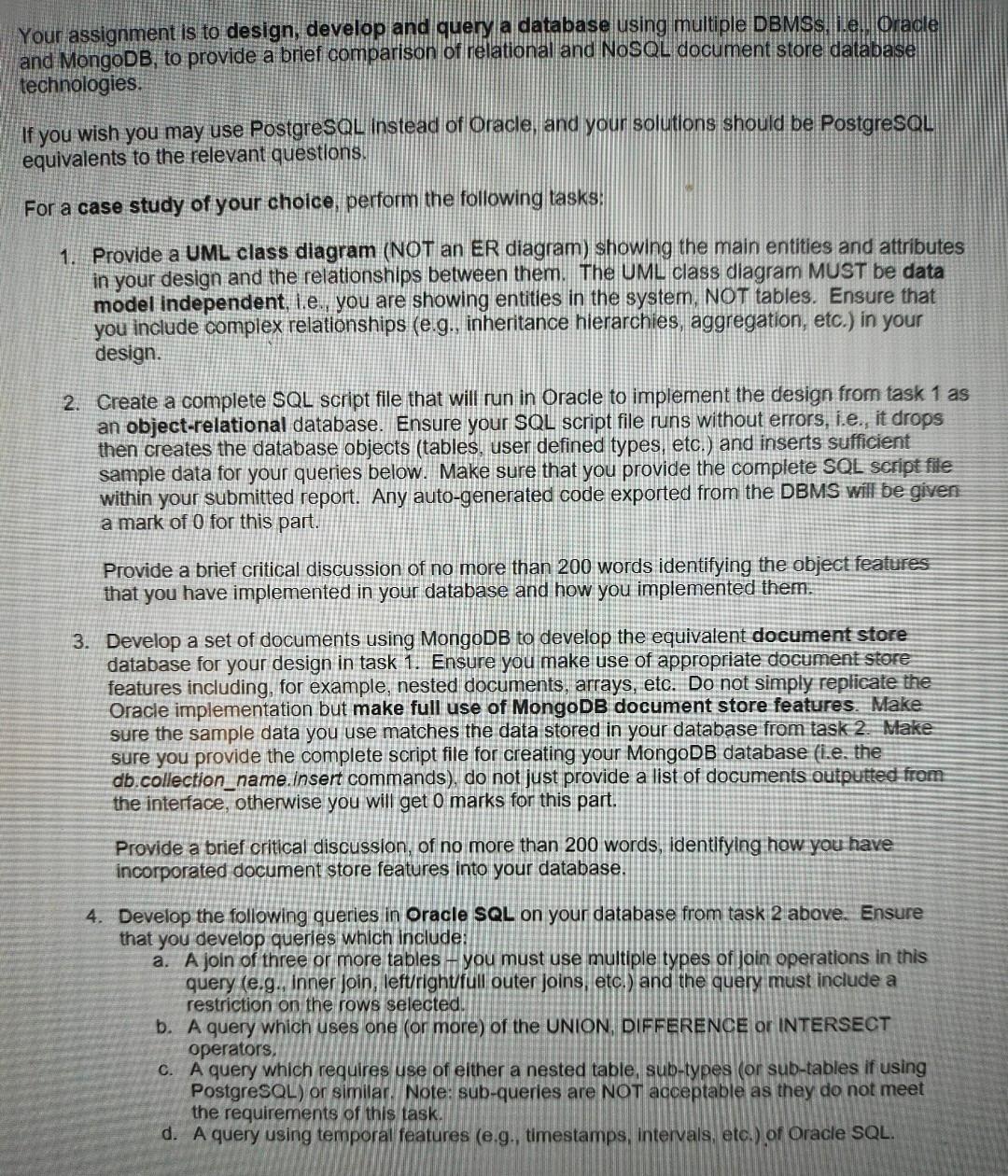 Solved Your assignment is to design, develop and queny a | Chegg.com