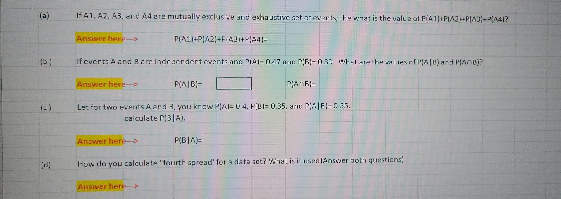 Solved (a) If A1, A2, A3, and A4 are mutually exclusive and | Chegg.com