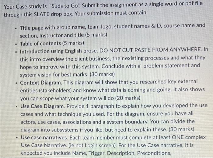 lour Case study is "Suds to Go". Submit the | Chegg.com