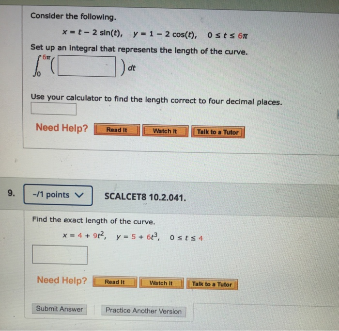 Solved Consider the following. x = t - 2 sin(t), y = 1 - 2 | Chegg.com