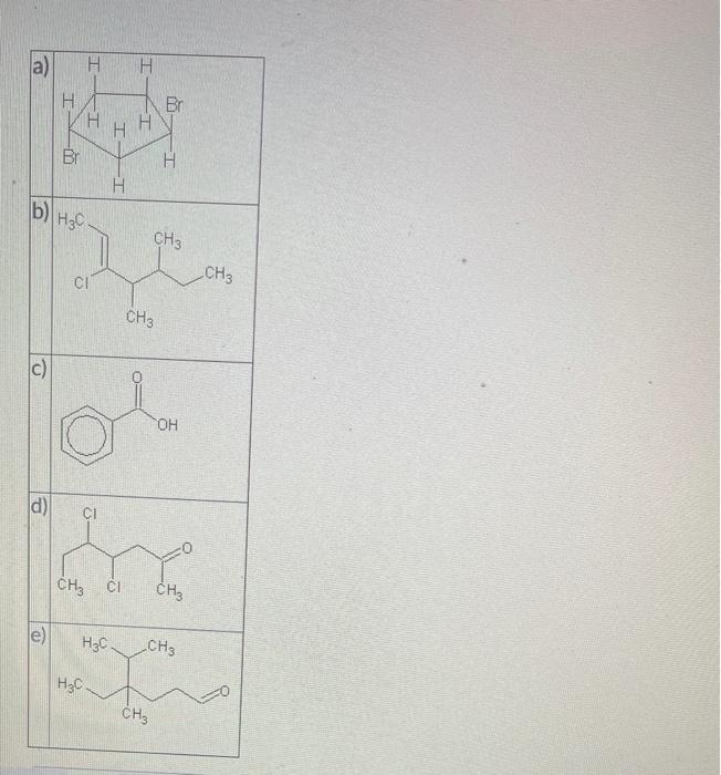 Solved a) H Н H. Br H Br H Н. H H H b) H₂O CH₃ CH3 CI сHз c) | Chegg.com