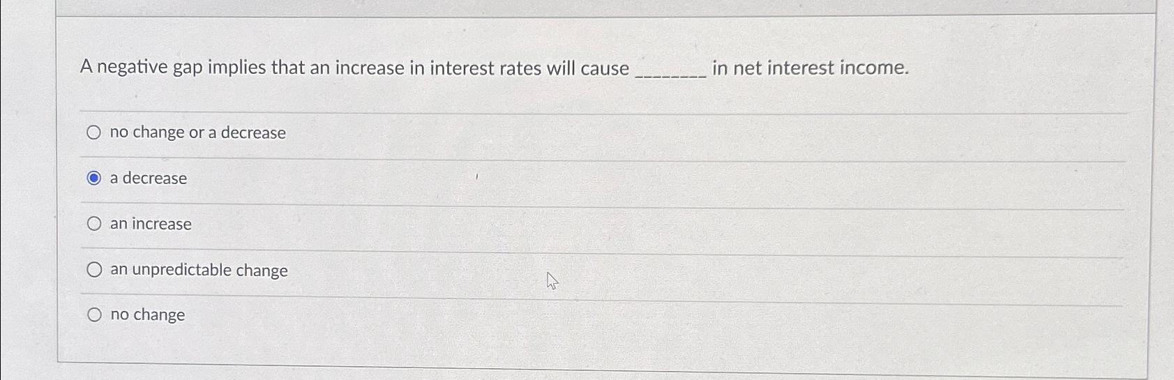Solved A negative gap implies that an increase in interest | Chegg.com