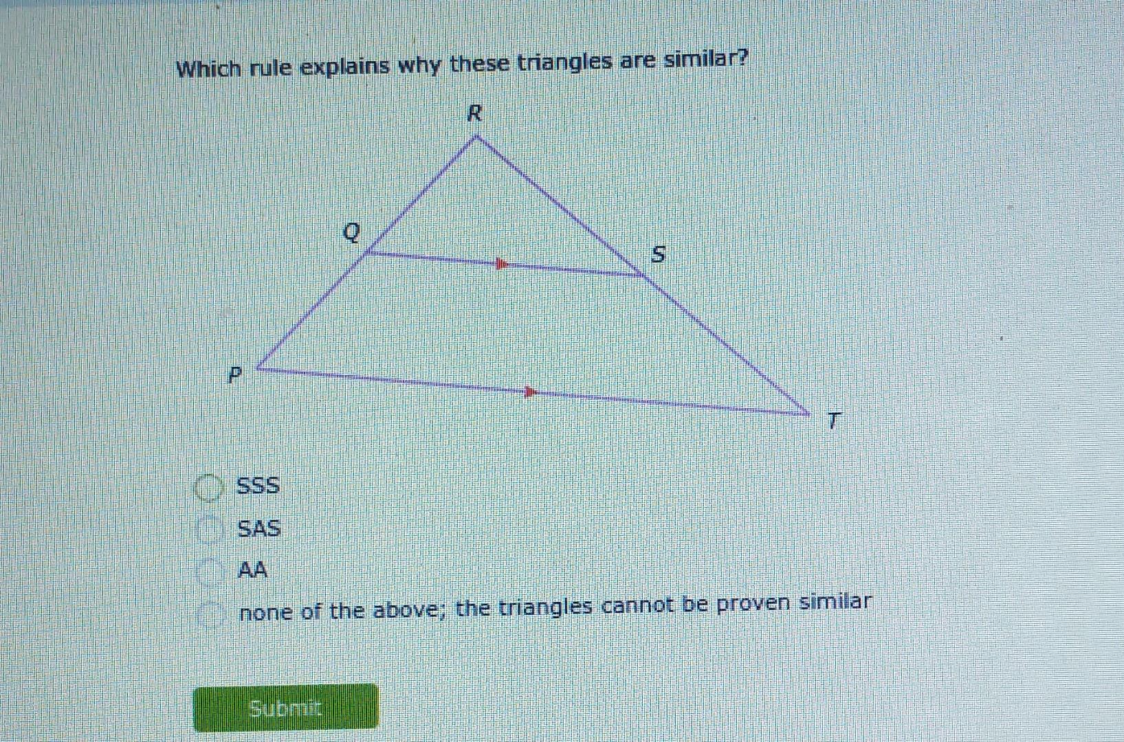 Solved Which rule explains why these triangles are similar? | Chegg.com