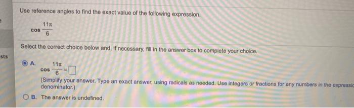 Solved Use reference angles to find the exact value of the | Chegg.com