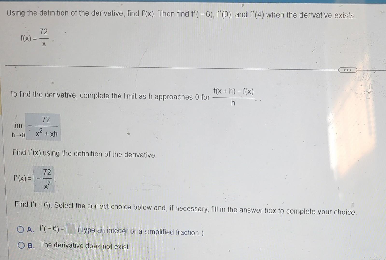 Solved Using the definition of the derivative, find f′(x). | Chegg.com