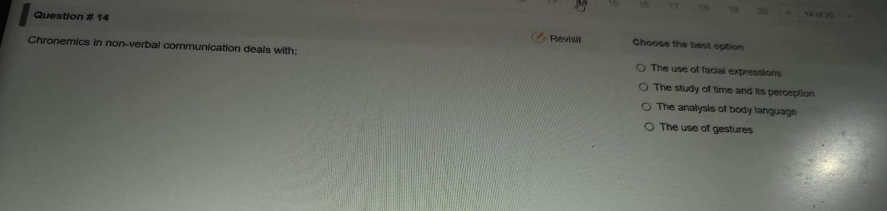 Solved Question # 14Chronemics in non-verbal communication | Chegg.com