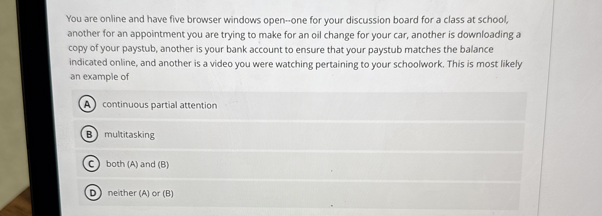 Solved You are online and have five browser windows | Chegg.com