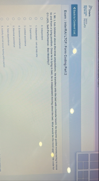 Solved OntarioMurposesImpurationRELIASExam : interRAI LTCF: | Chegg.com