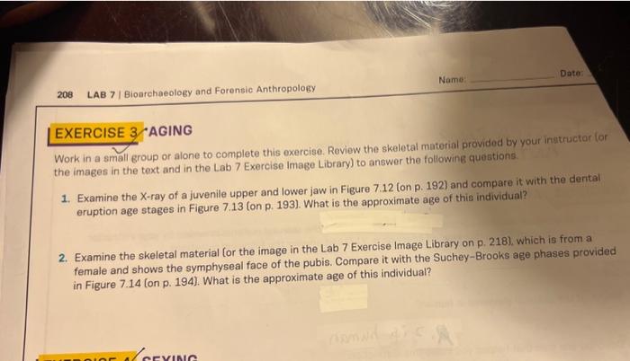 EXERCISE 3 AGING Work in a small group or alone to | Chegg.com