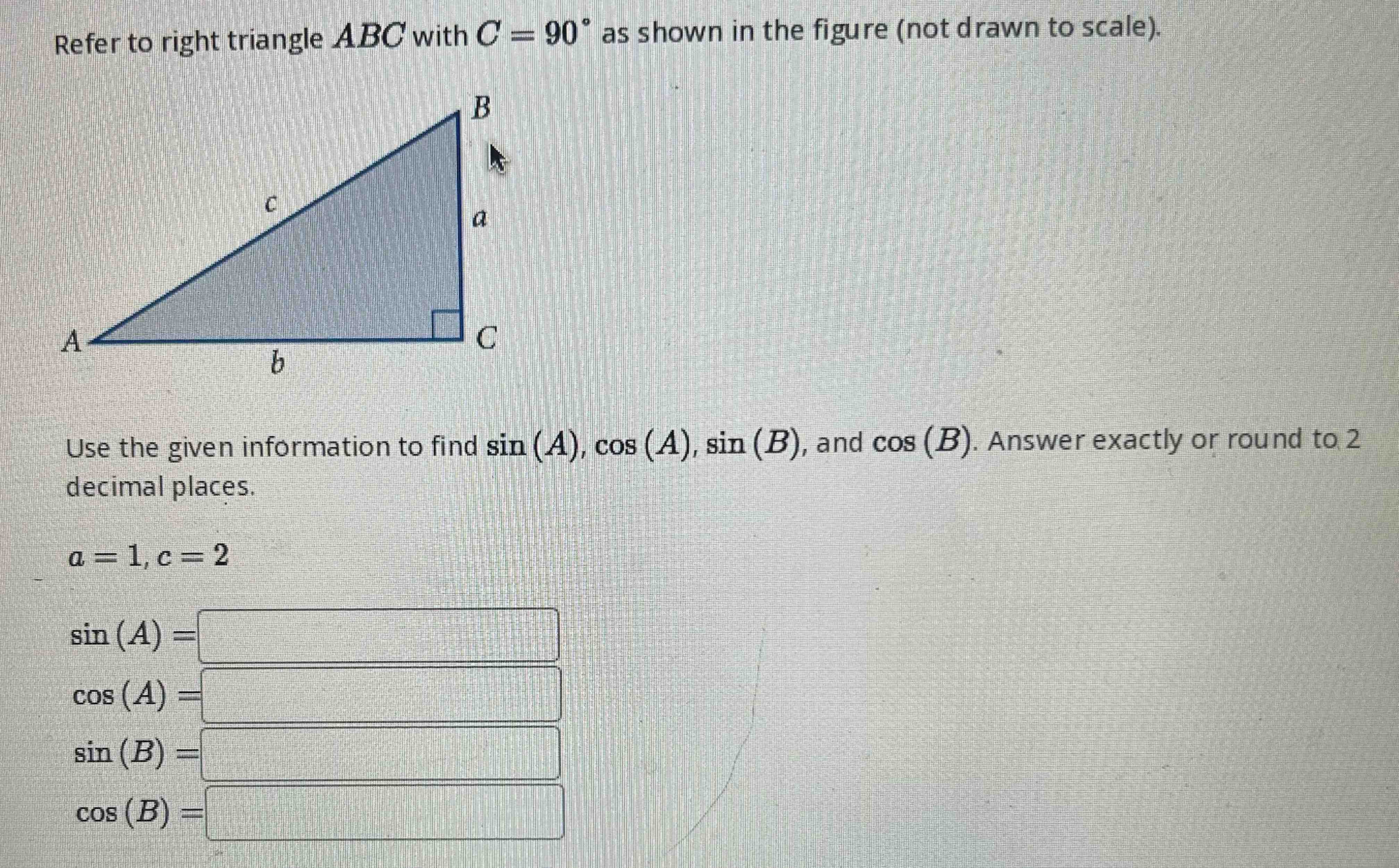 Solved Refer to right triangle ABC with C=90° ﻿as shown in | Chegg.com