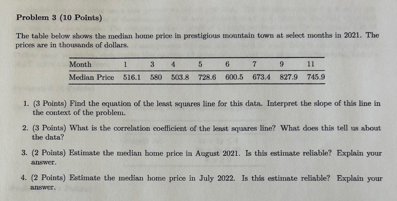 Solved Problem 3 (10 ﻿Points) ﻿The table below shows the | Chegg.com