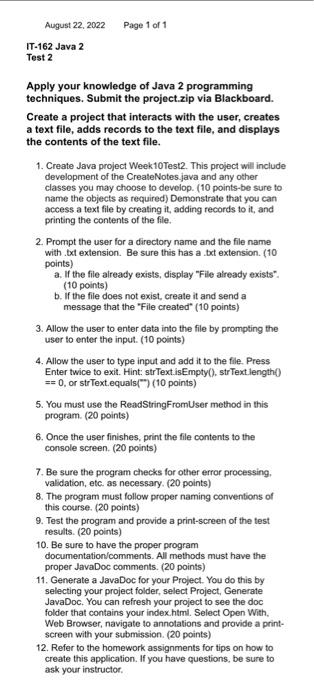 Apply your knowledge of Java 2 programming | Chegg.com