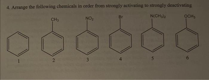 Solved 4. Arrange the following chemicals in order from | Chegg.com