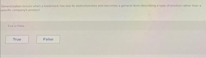 Solved Genericization occurs when a trackemaik has lost its | Chegg.com